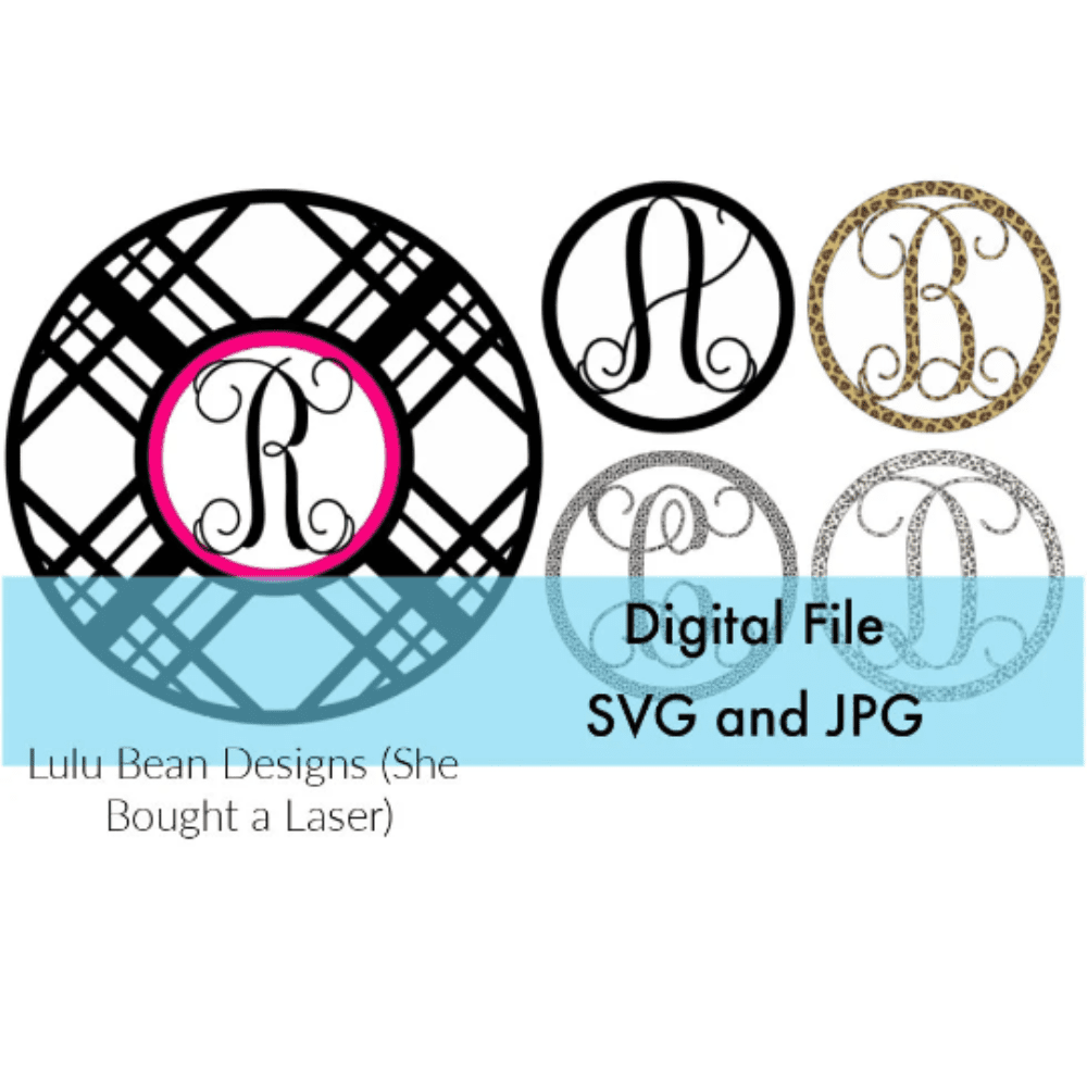 Plaid Circle Round Monogram Sign Digital Cut File Laser Wood Cutting ...