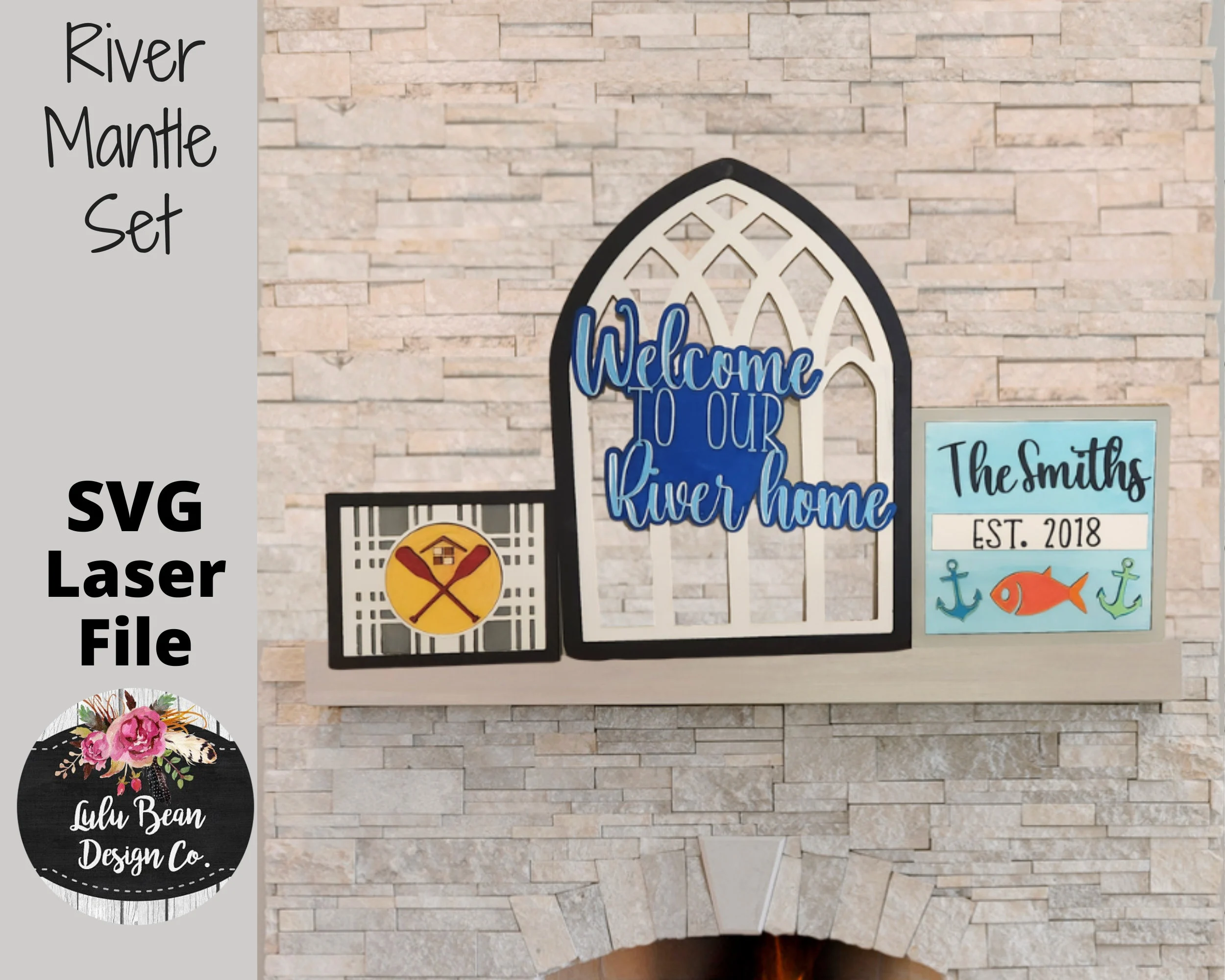 Interchangeable Mantle Set of 3 River House Signs SVG File Digital Cut ...