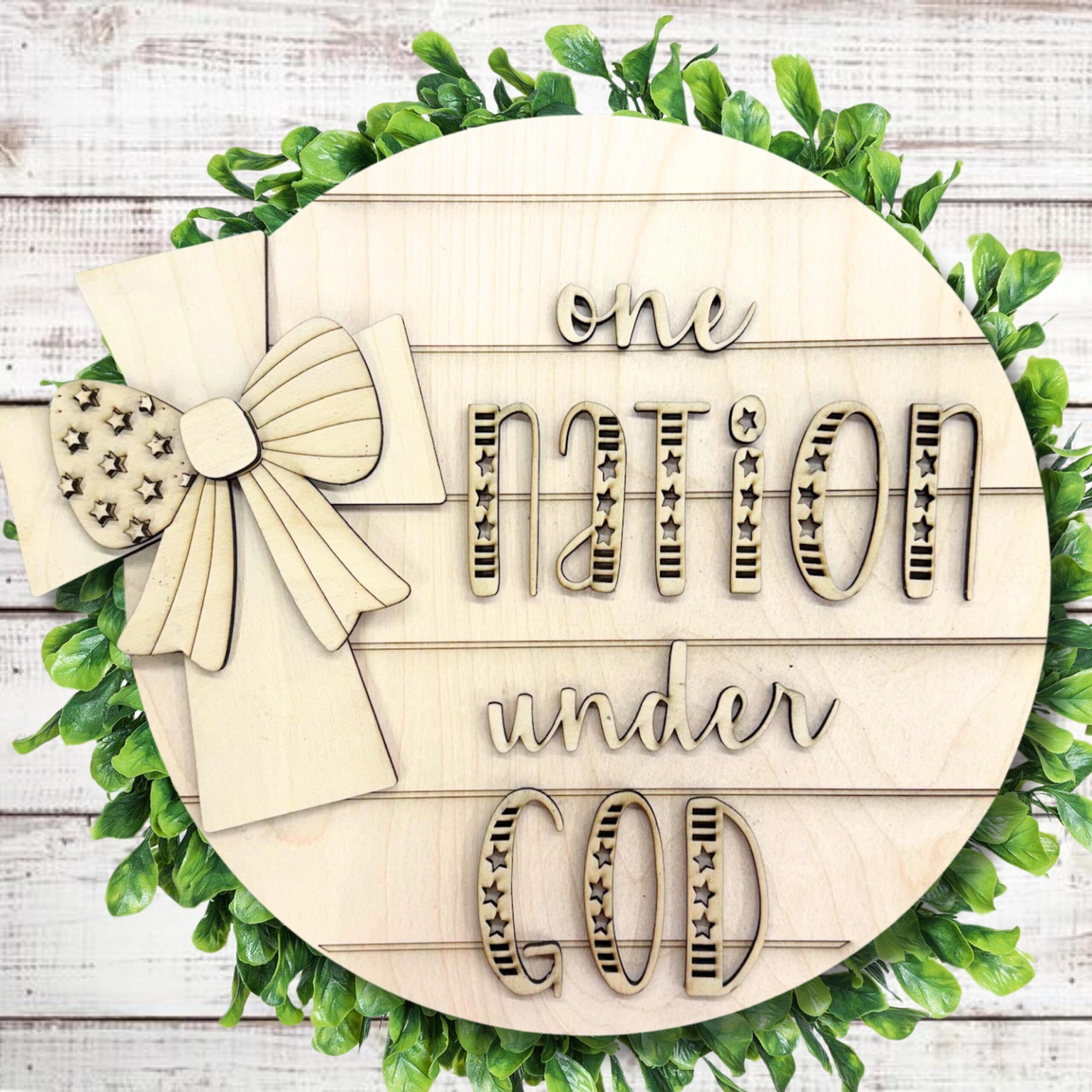 One Nation under God Cross Bow Patriotic Round Sign Digital Cut File ...
