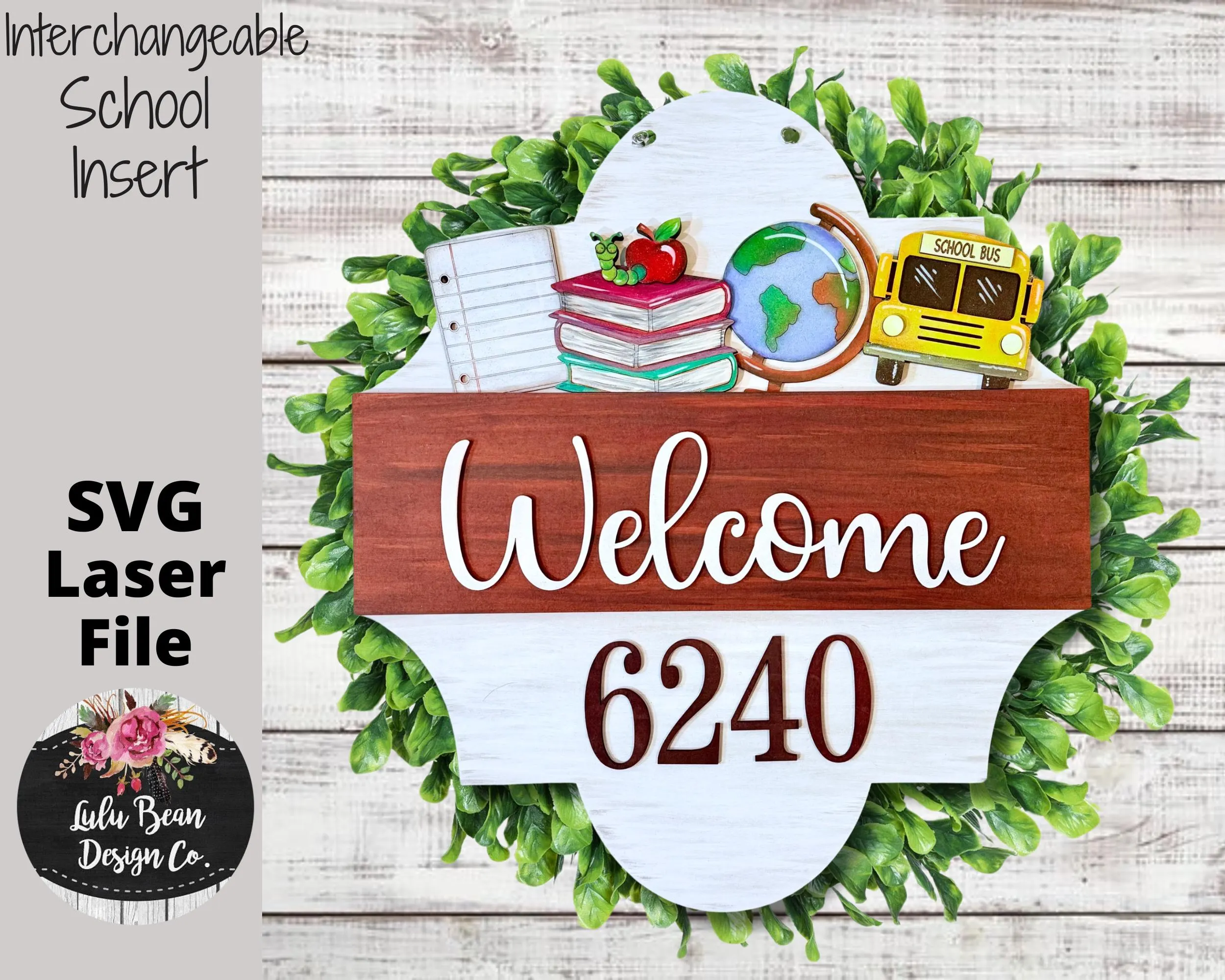 School Teacher Interchangeable Seasonal Door Hanger Insert Welcome Address Numbers Laser ...